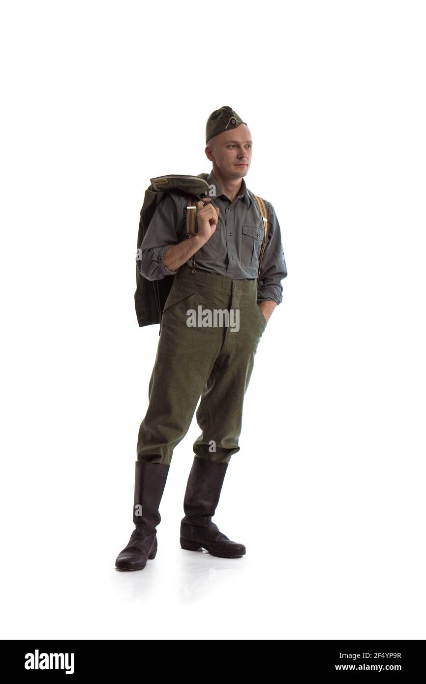 Man actor in historical military uniform as an soldier of the German ...
