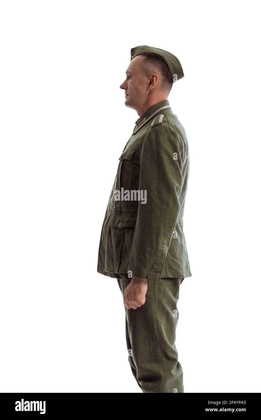 Man actor in historical military uniform as an soldier of the German ...