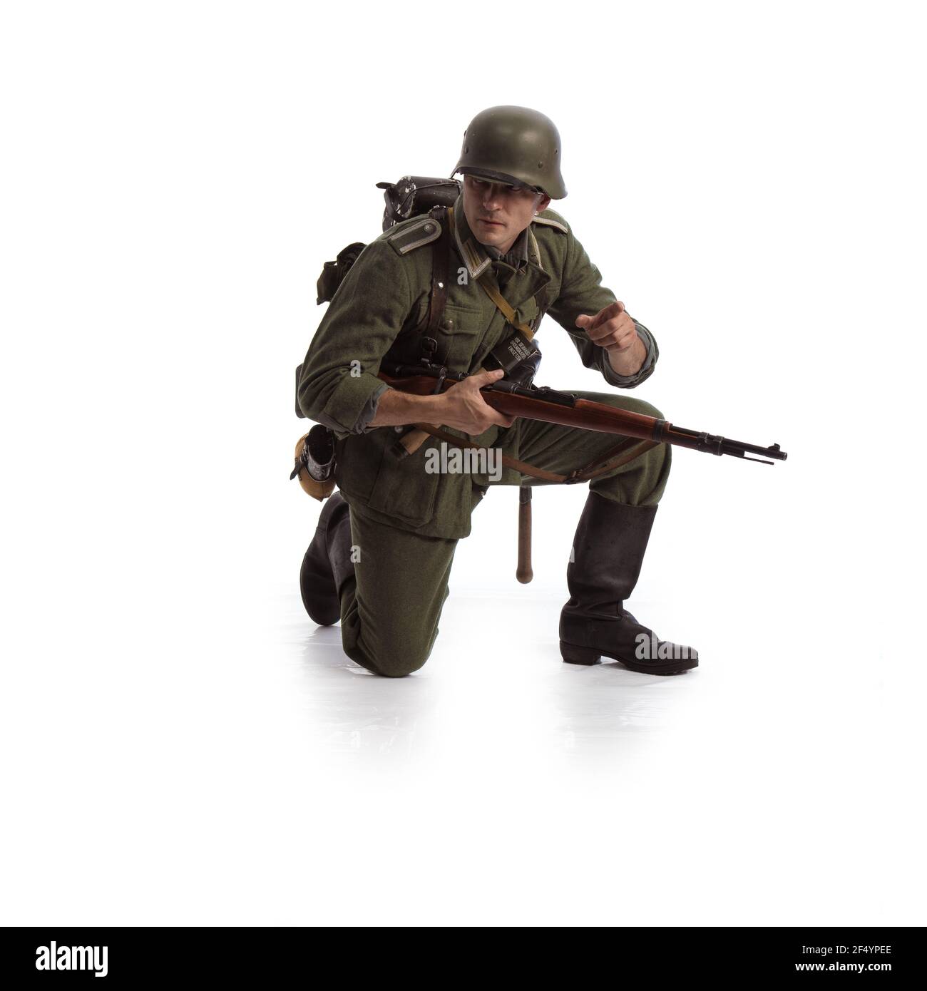 Man actor in historical military uniform as an soldier of the German ...