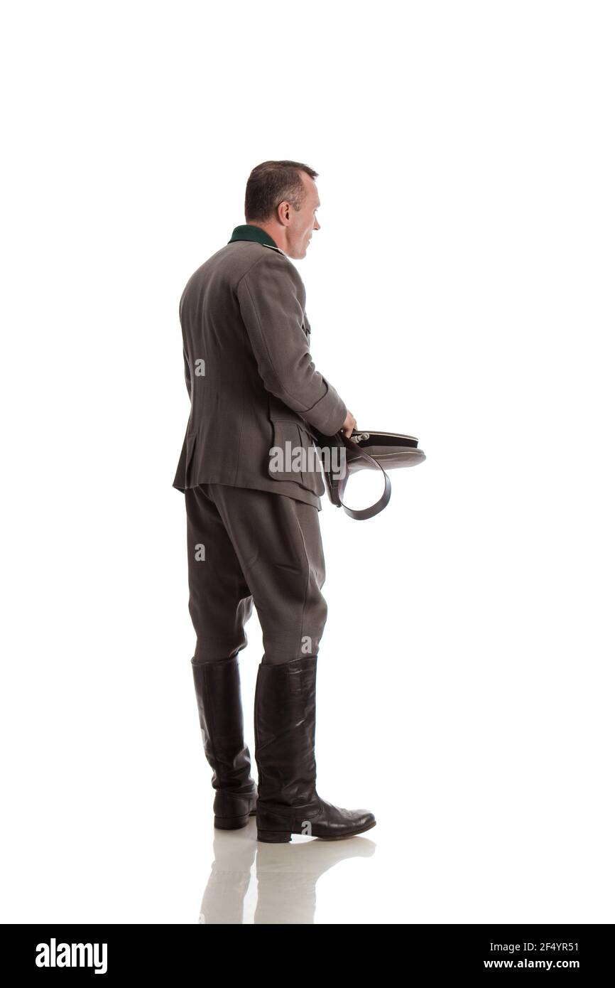 Man actor in historical military uniform as an officer of the German ...