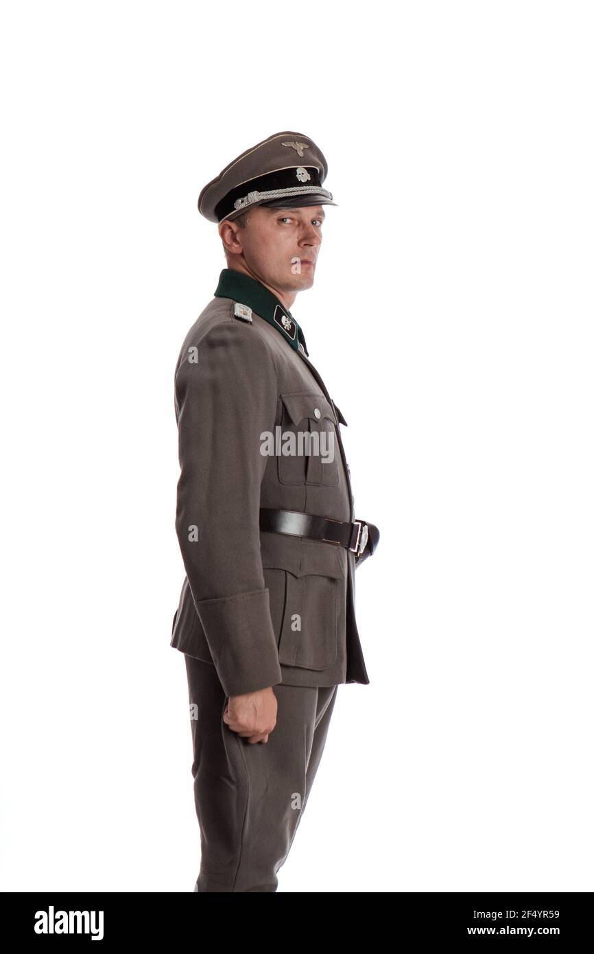 Man actor in historical military uniform as an officer of the German ...