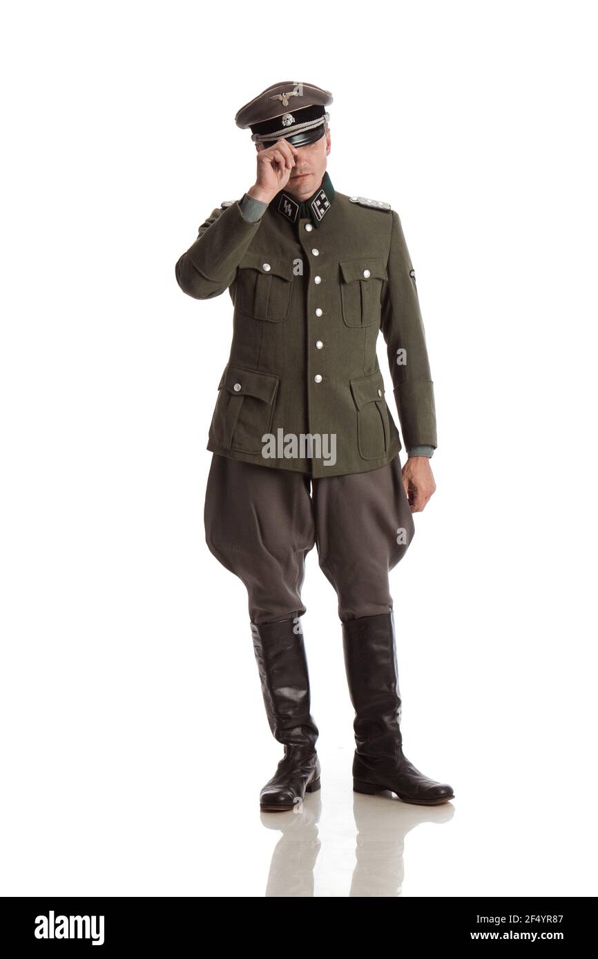 Man actor in historical military uniform as an officer of the German ...