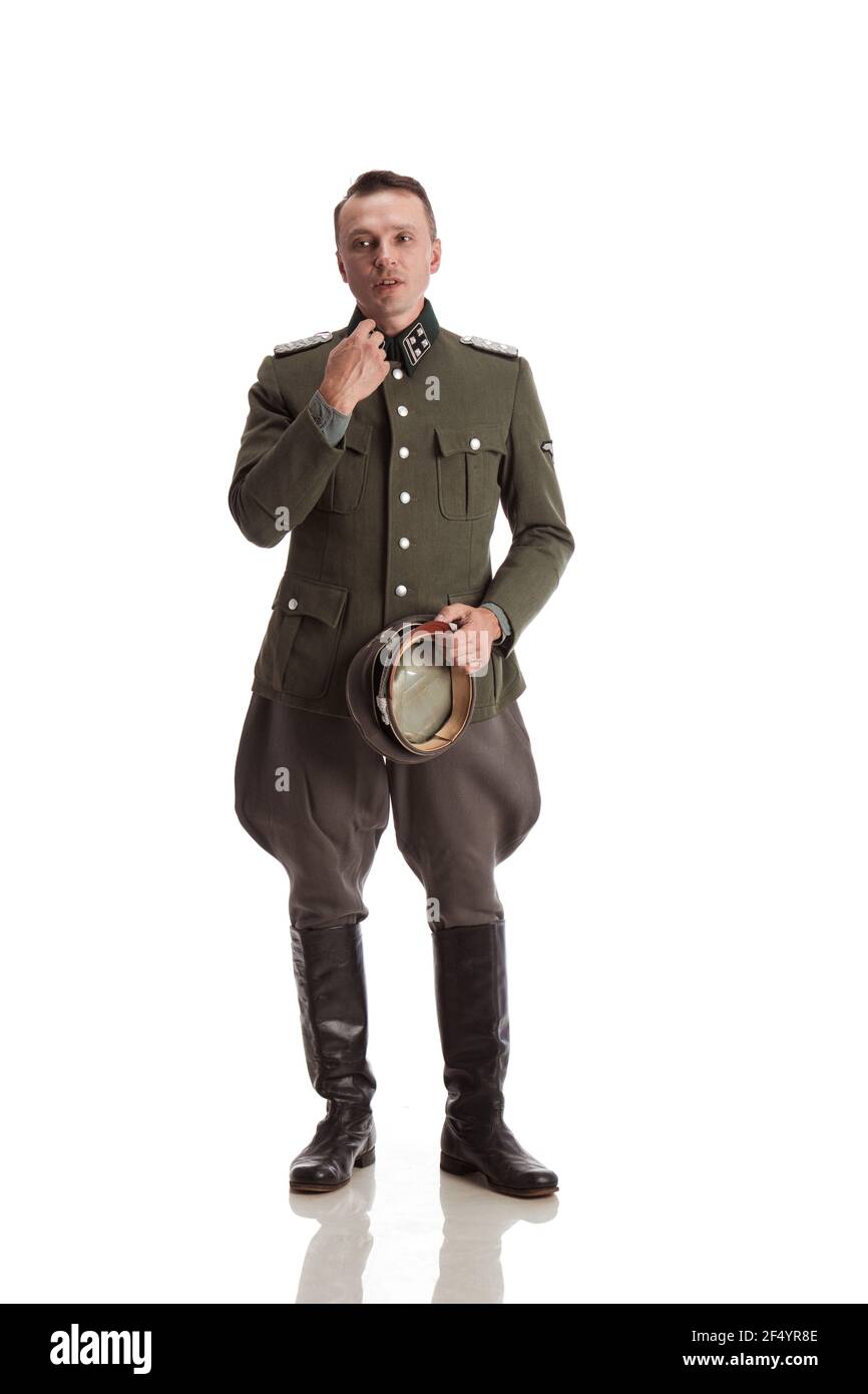 Man actor in historical military uniform as an officer of the German ...