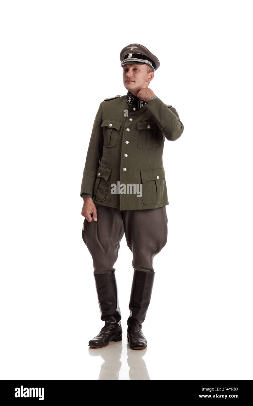 Man actor in historical military uniform as an officer of the German ...