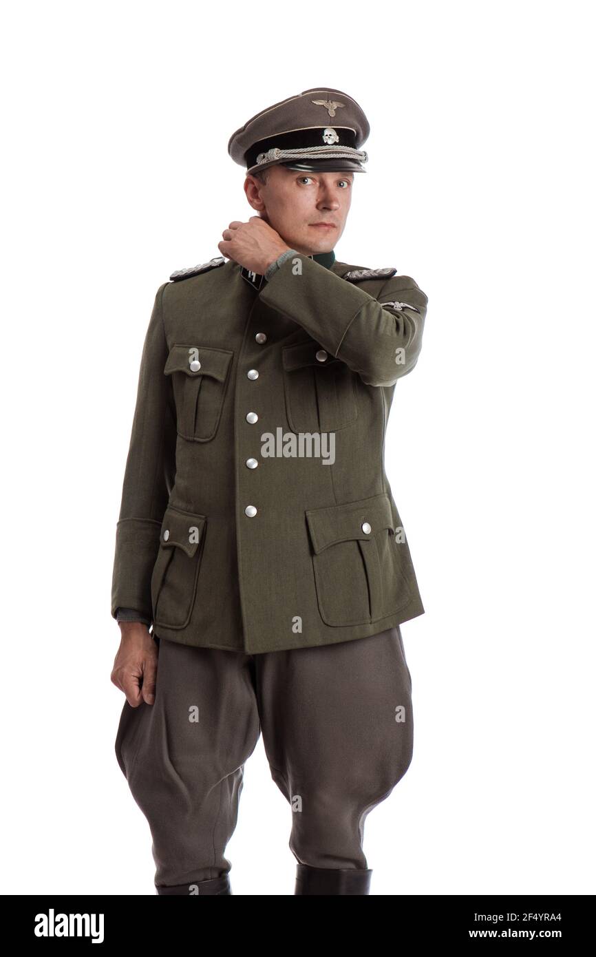 Man actor in historical military uniform as an officer of the German ...