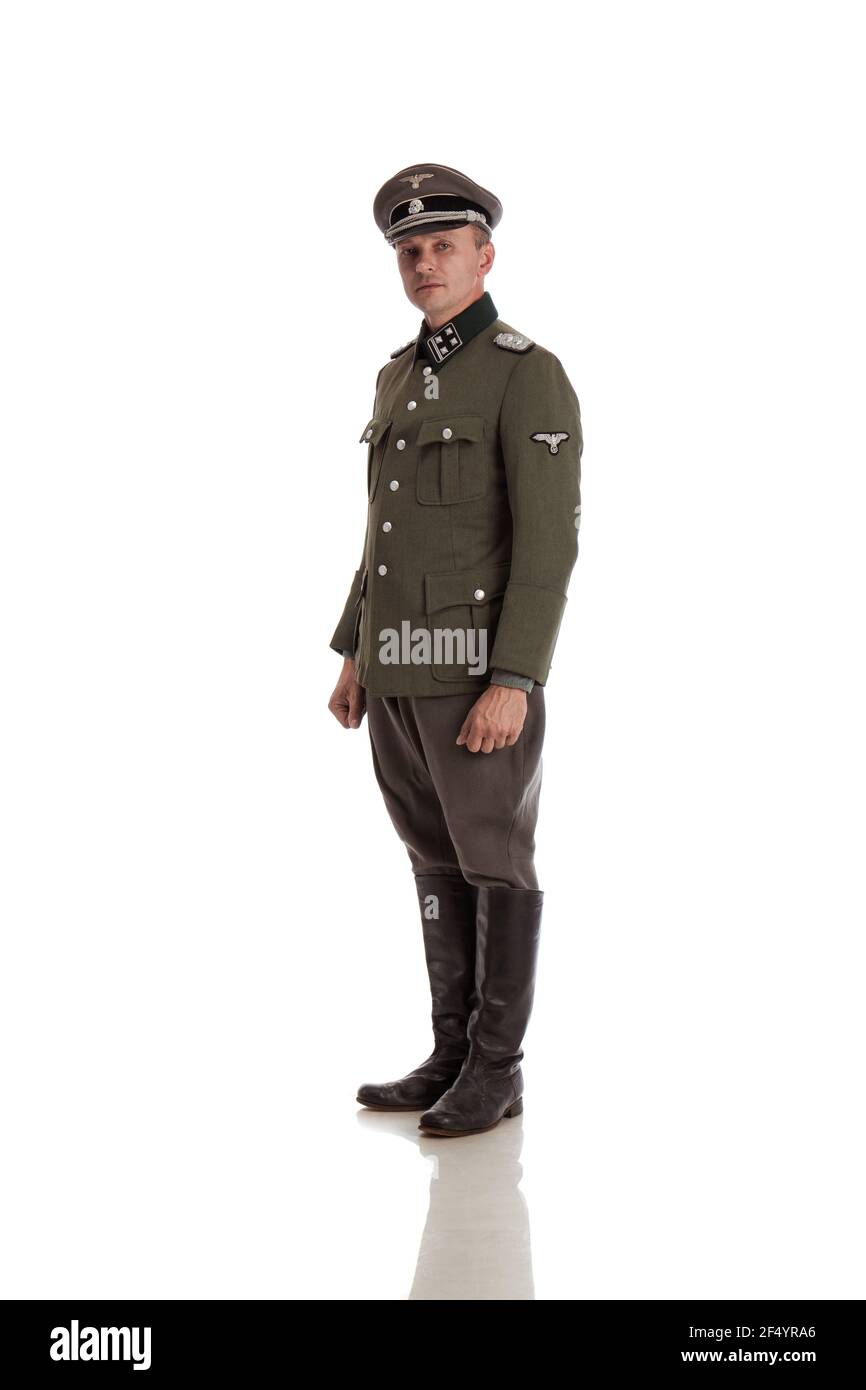 Man actor in historical military uniform as an officer of the German ...