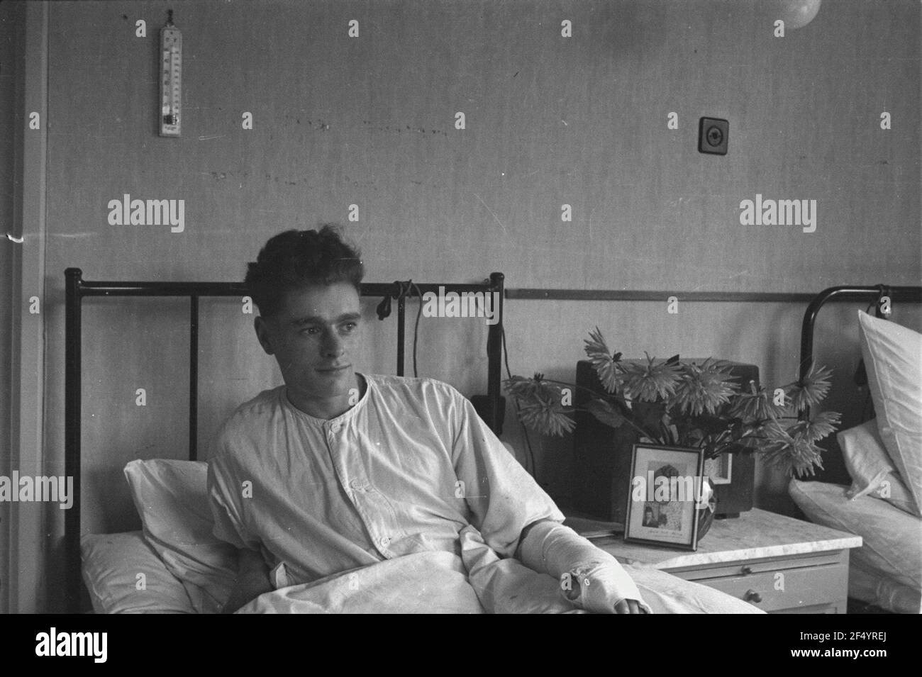 Second World War. Lazarett (probably in Holland). Wounded relatives of ...