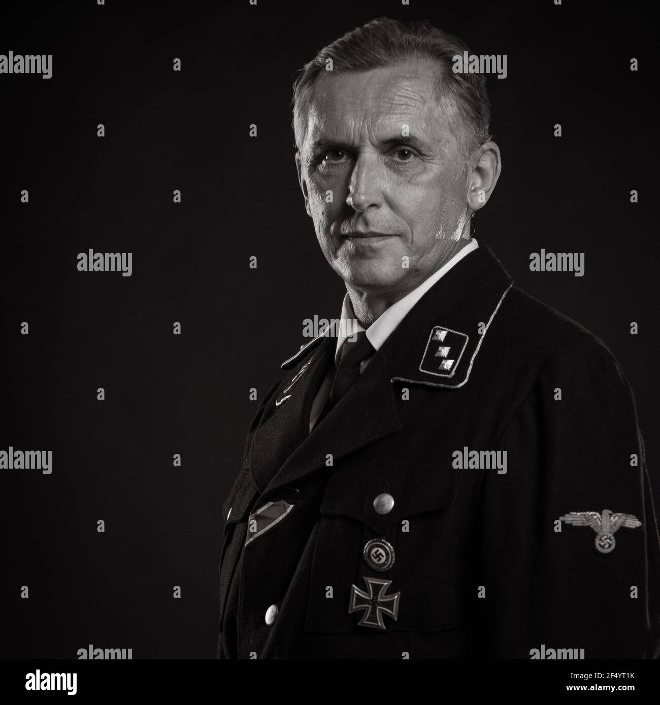 Man actor in historical military uniform as an officer of the German ...