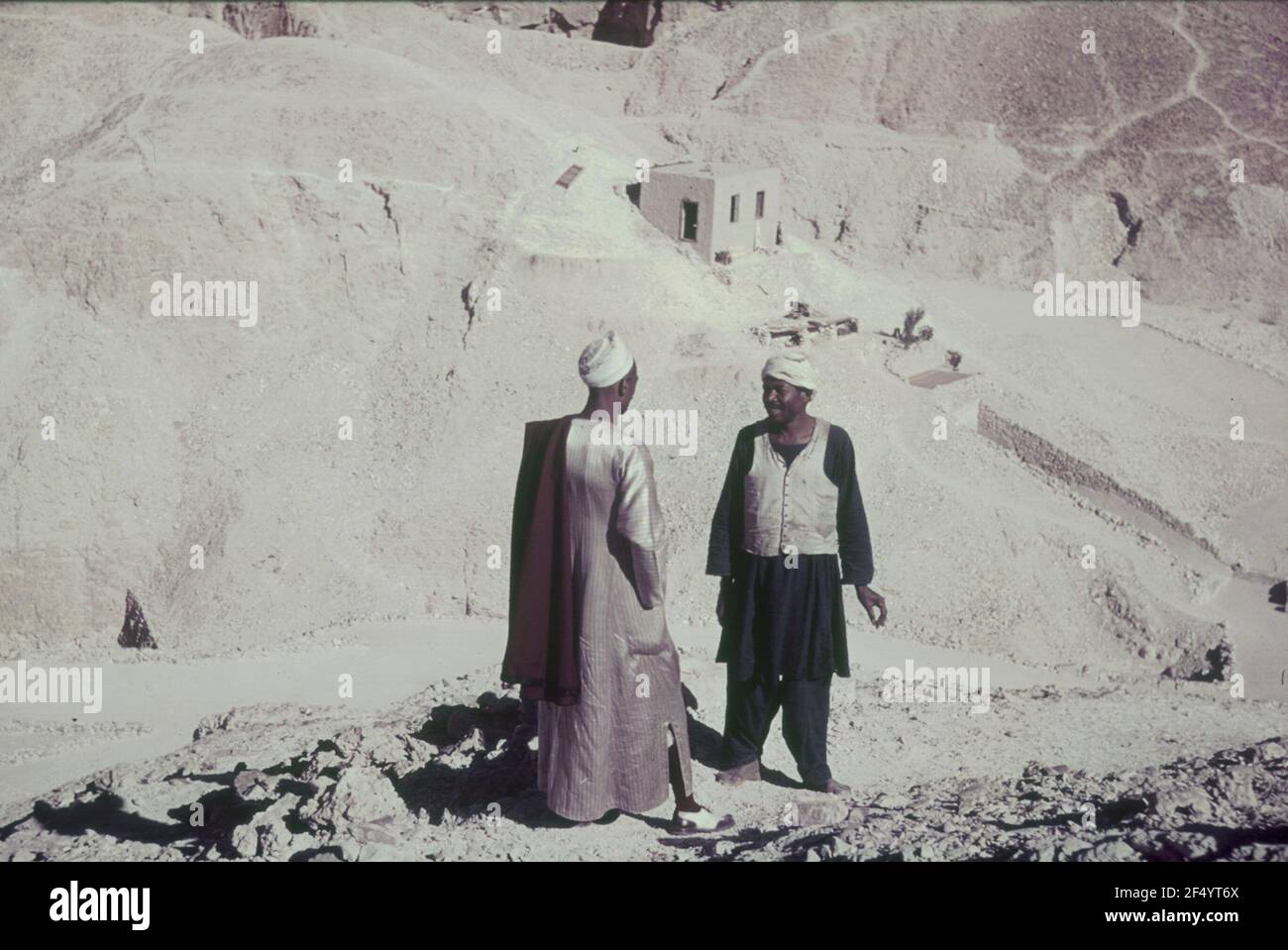 Travel photos Egypt. Two men on a path in the desert mountains Stock ...