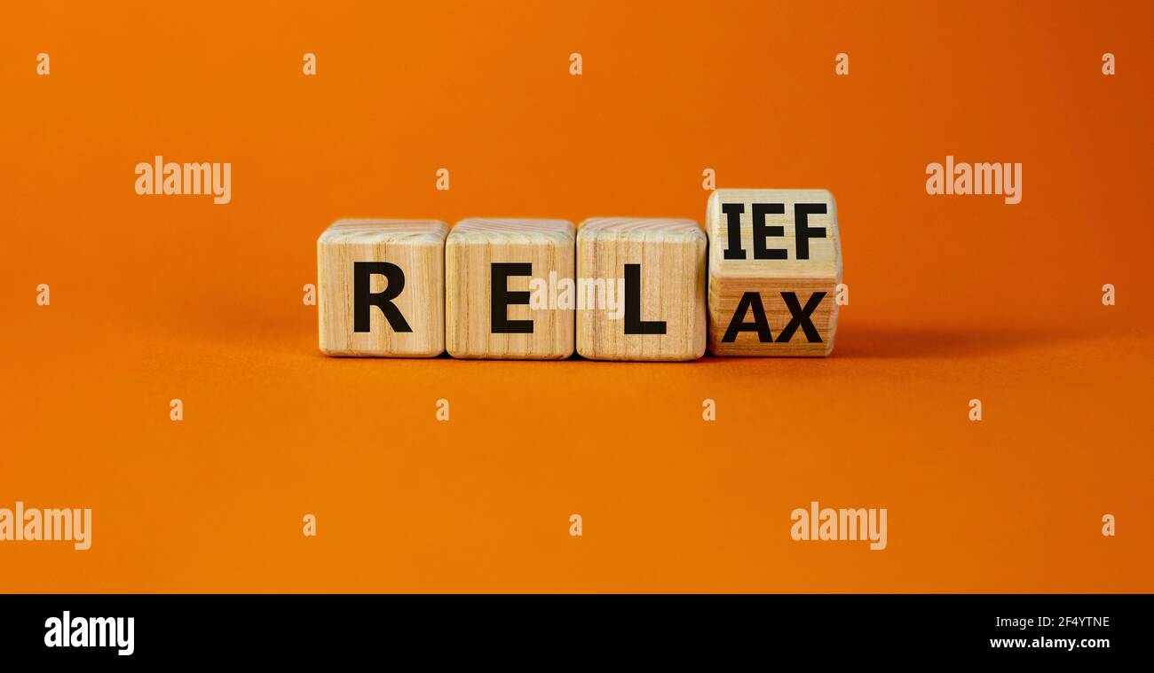 Relief and relax symbol. Turned a cube and changed the word 'relax' to ...