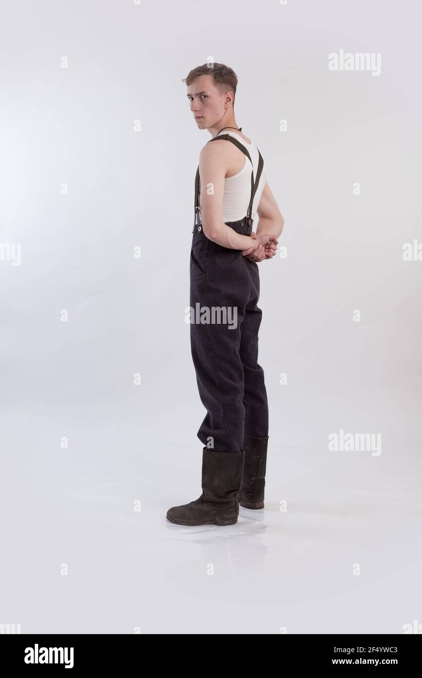 Male actor in the uniform of a German army officer during World War II ...