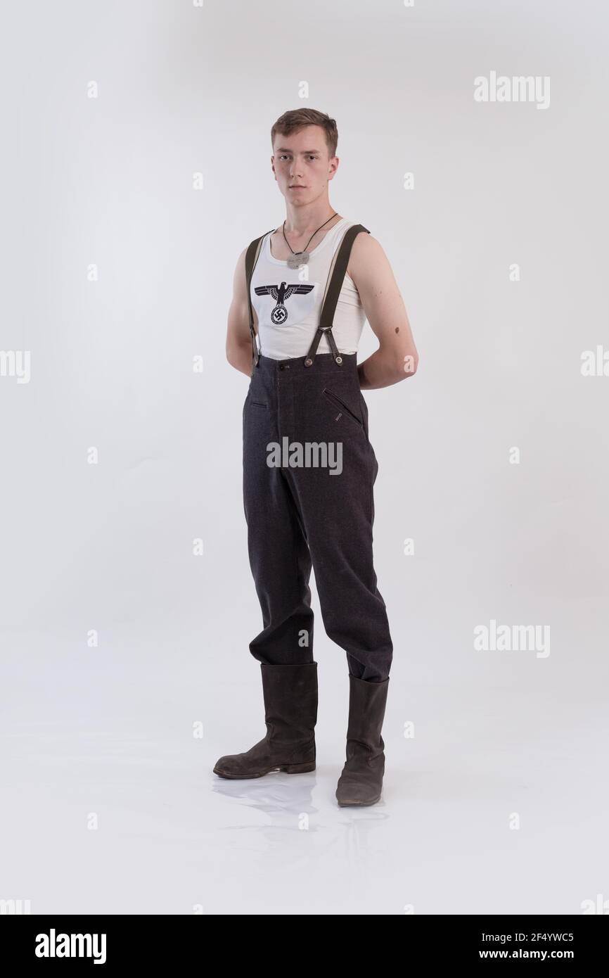 Male actor in the uniform of a German army officer during World War II ...