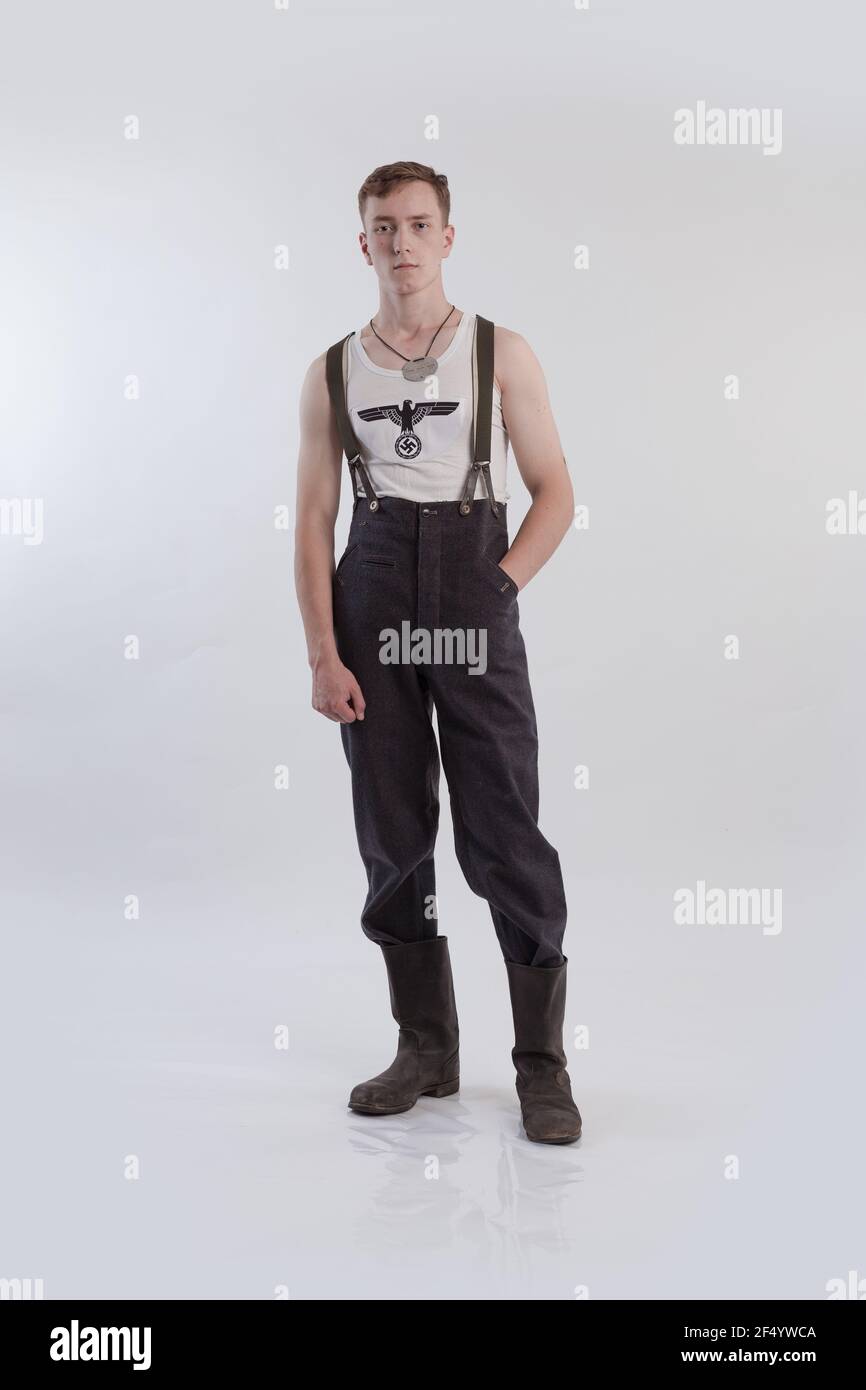 Male actor in the uniform of a German army officer during World War II ...