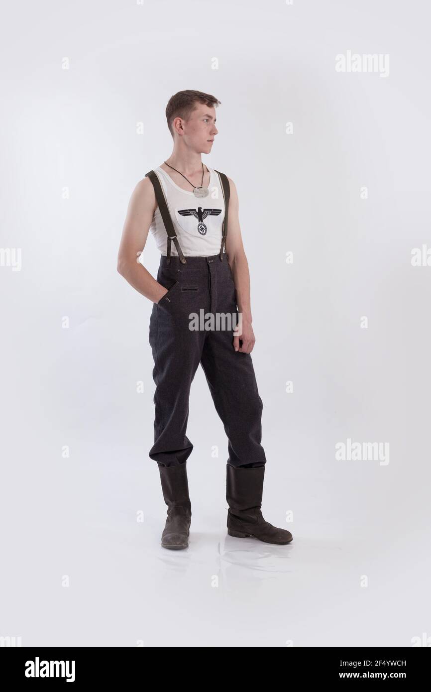 Male actor in the uniform of a German army officer during World War II ...