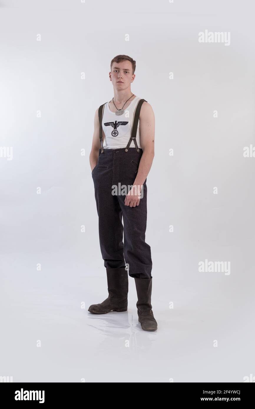 Male actor in the uniform of a German army officer during World War II ...