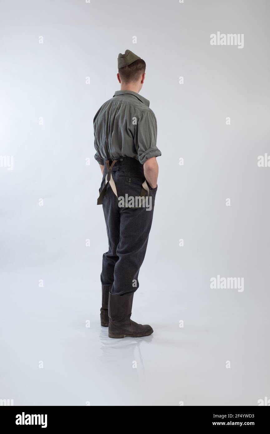 Male actor in the uniform of a German army officer during World War II ...