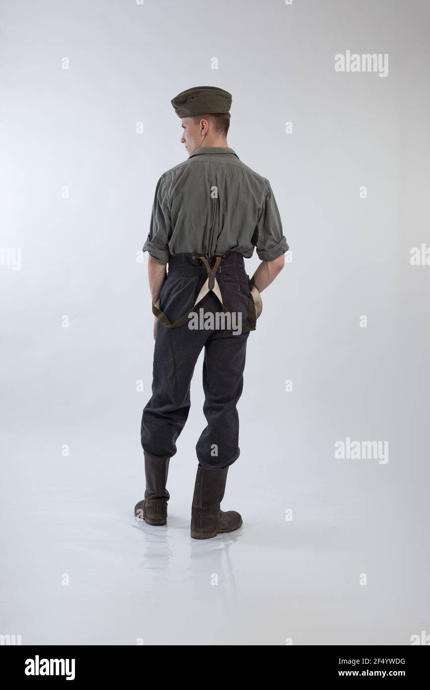 Male actor in the uniform of a German army officer during World War II ...