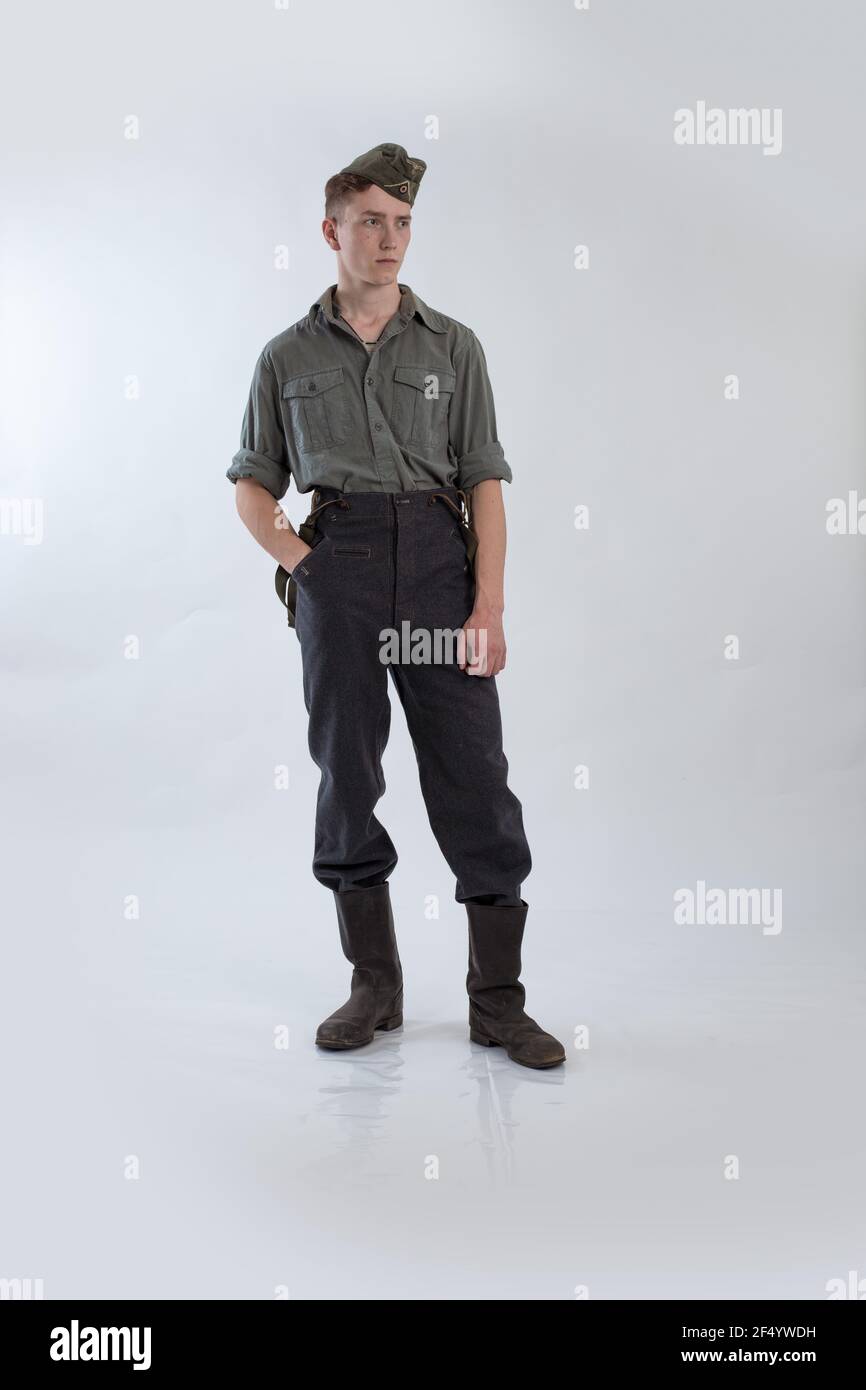 Male actor in the uniform of a German army officer during World War II ...