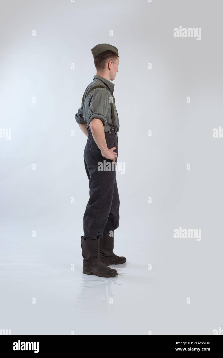 Male actor in the uniform of a German army officer during World War II ...