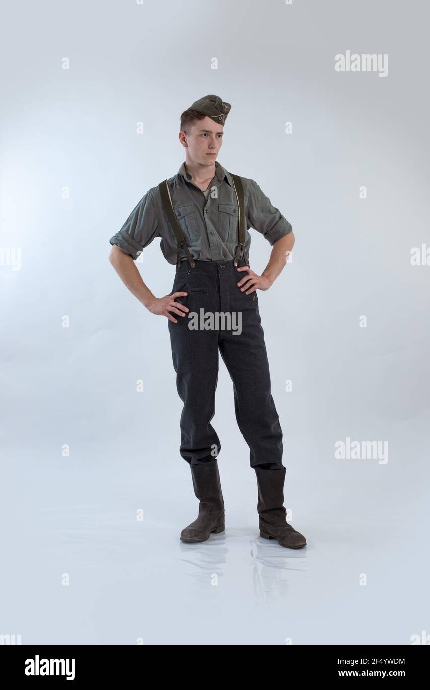 Male actor in the uniform of a German army officer during World War II ...