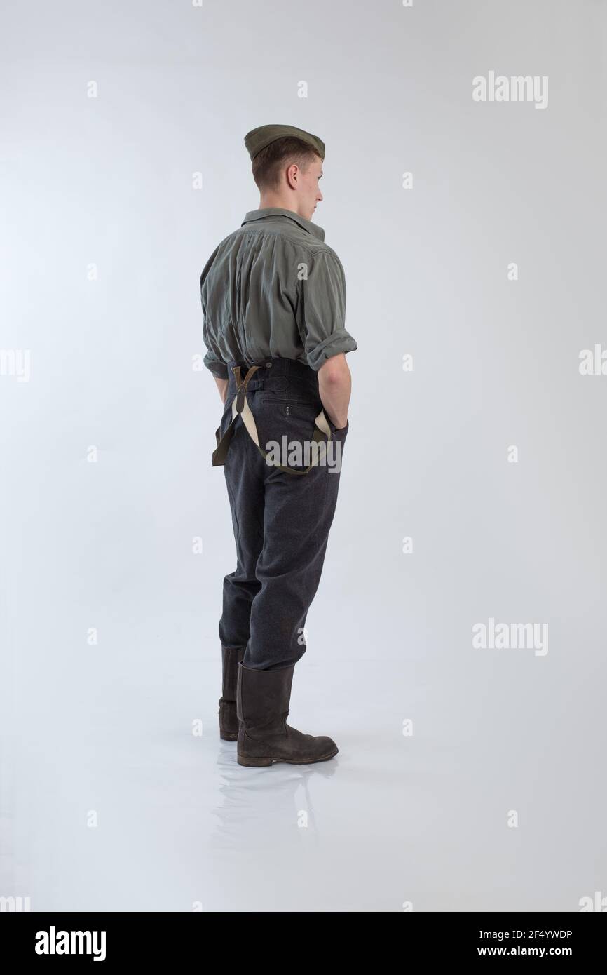 Male actor in the uniform of a German army officer during World War II ...