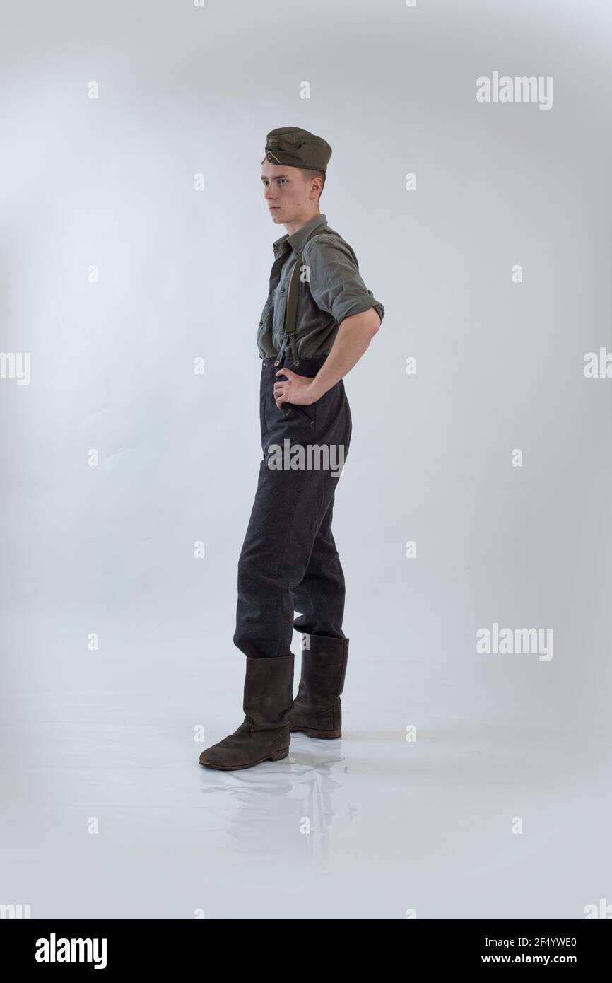 Male actor in the uniform of a German army officer during World War II ...