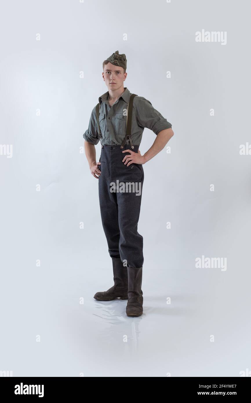 Male actor in the uniform of a German army officer during World War II ...