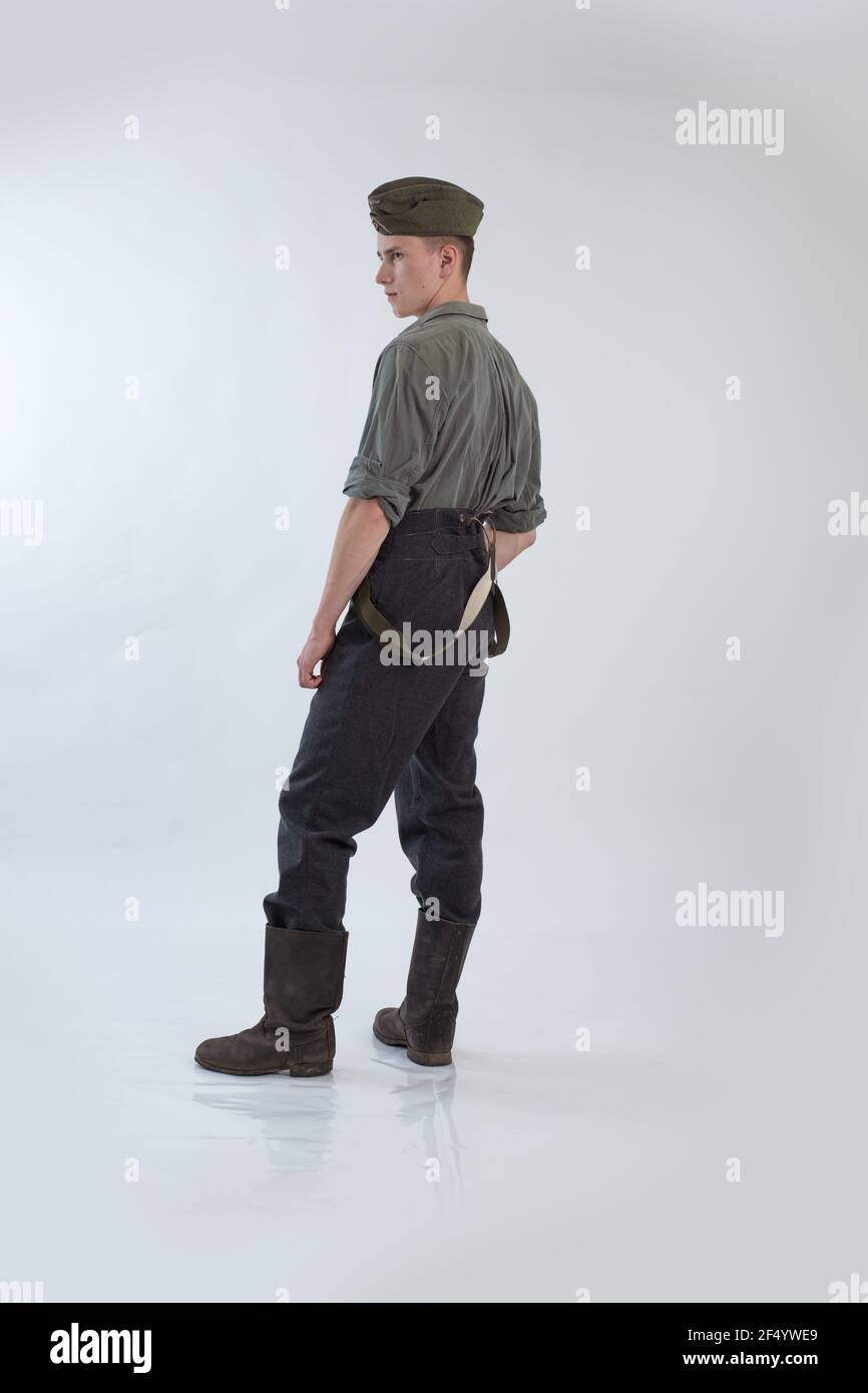 Male actor in the uniform of a German army officer during World War II ...