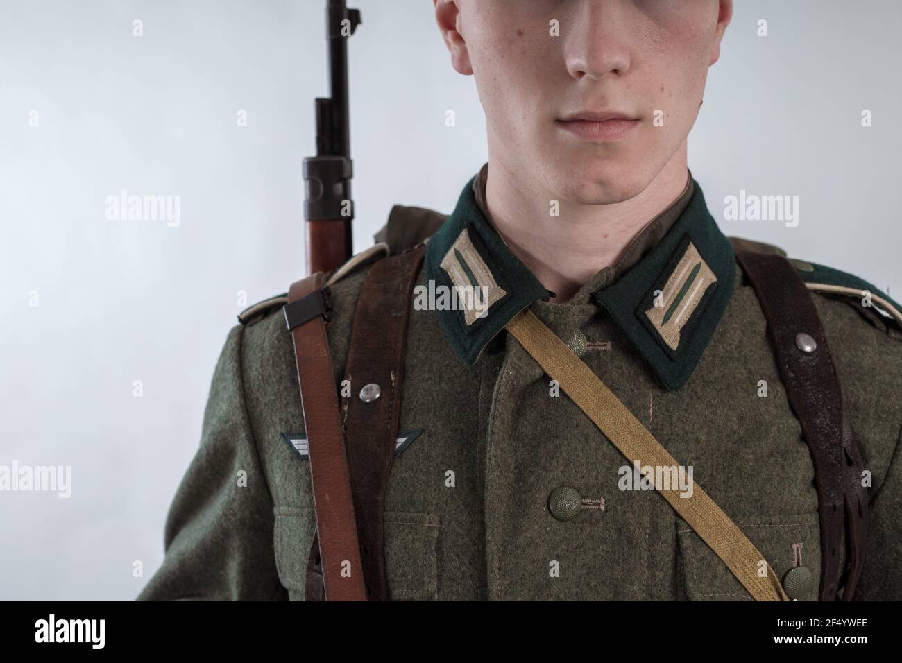 Male actor in the uniform of a German army officer during World War II ...