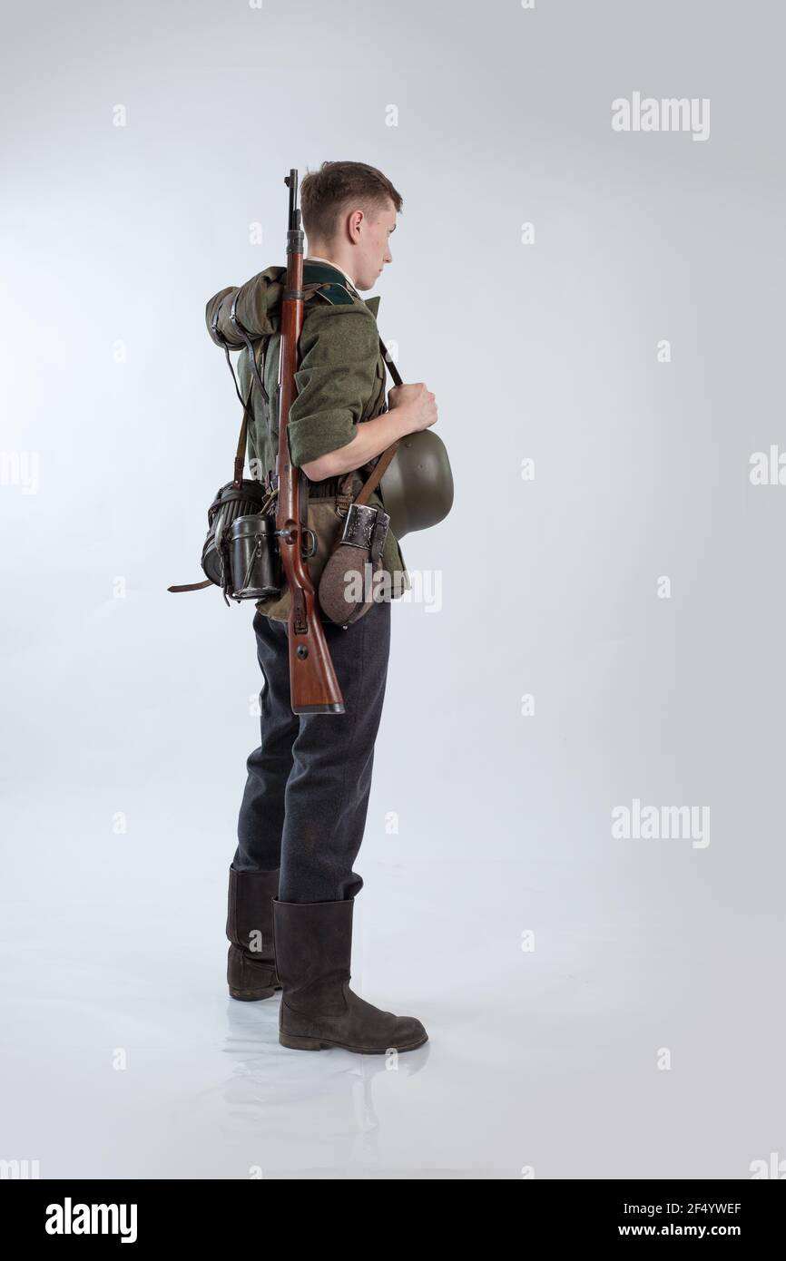 Male actor in the uniform of a German army officer during World War II ...