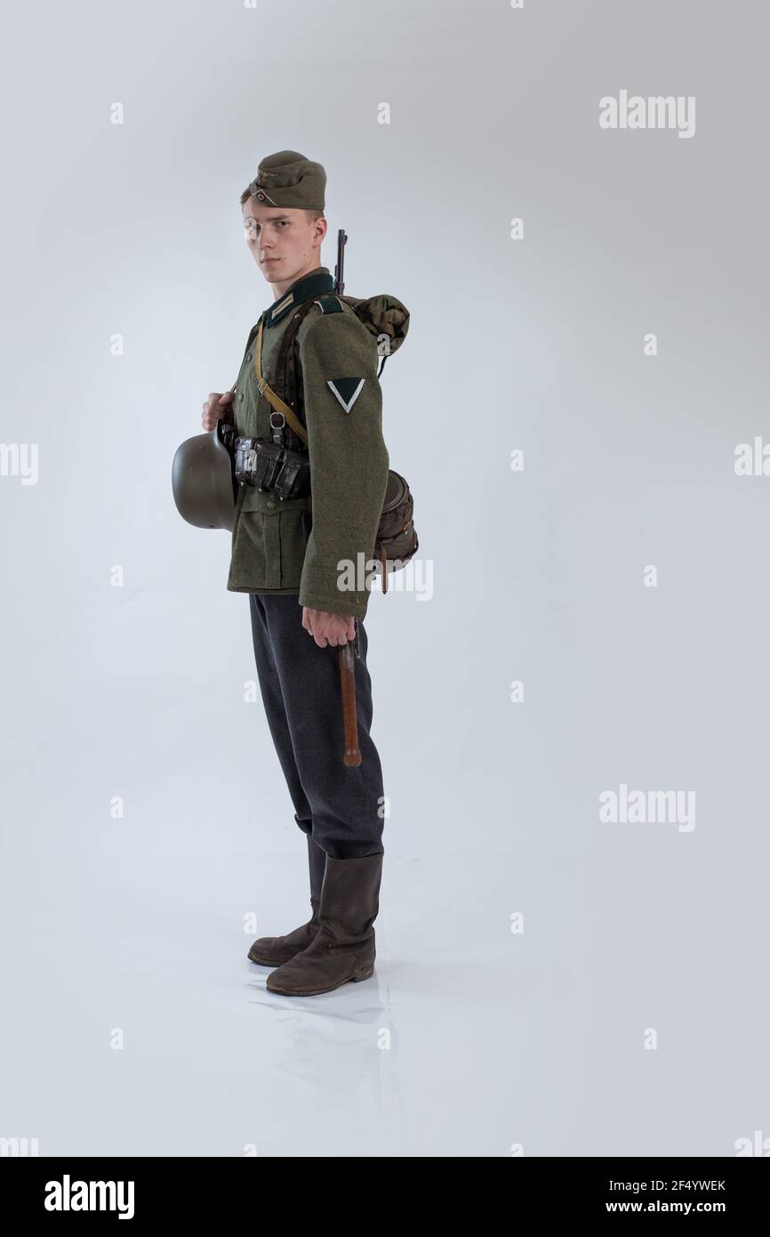 Male actor in the uniform of a German army officer during World War II ...