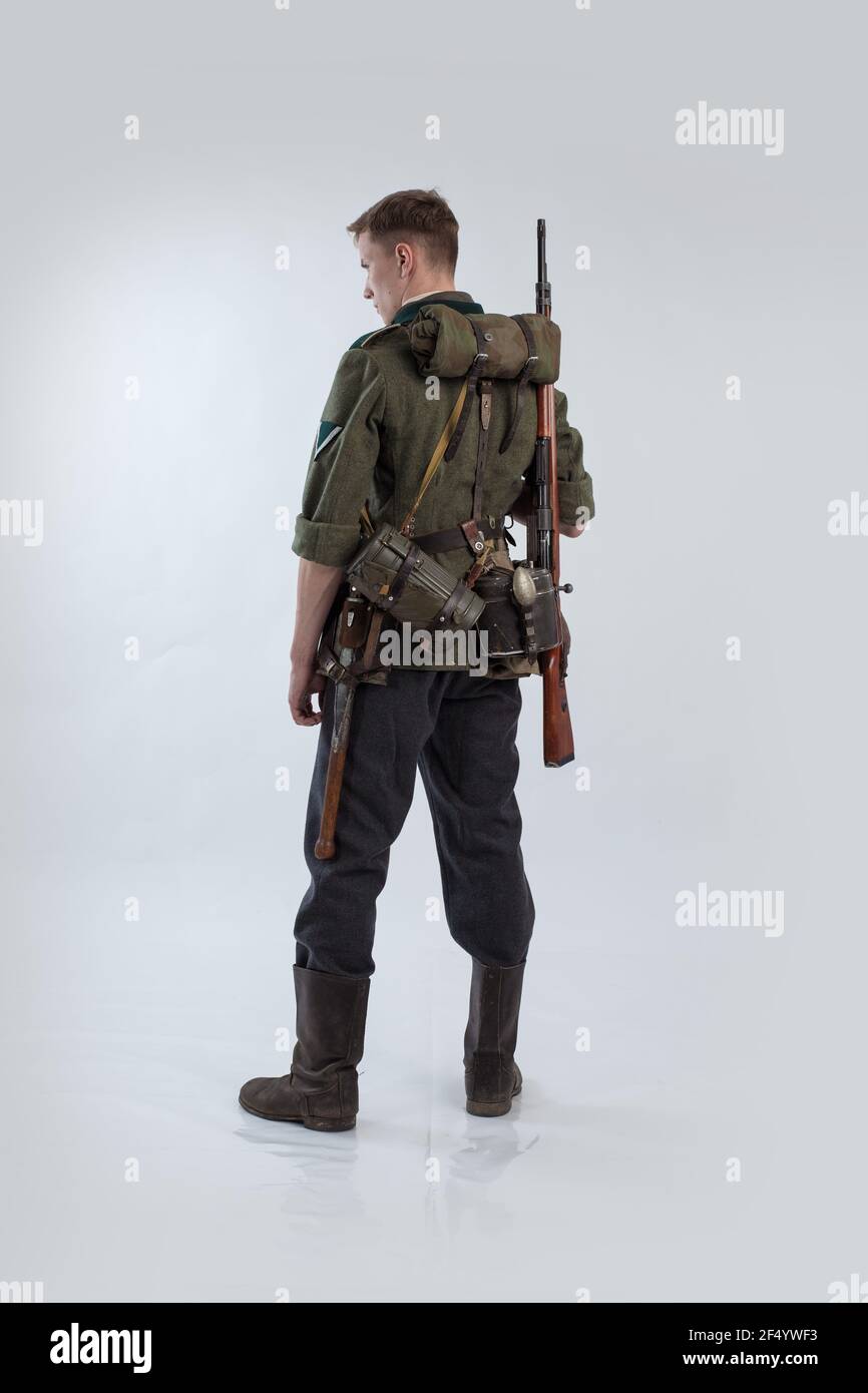 Male actor in the uniform of a German army officer during World War II ...