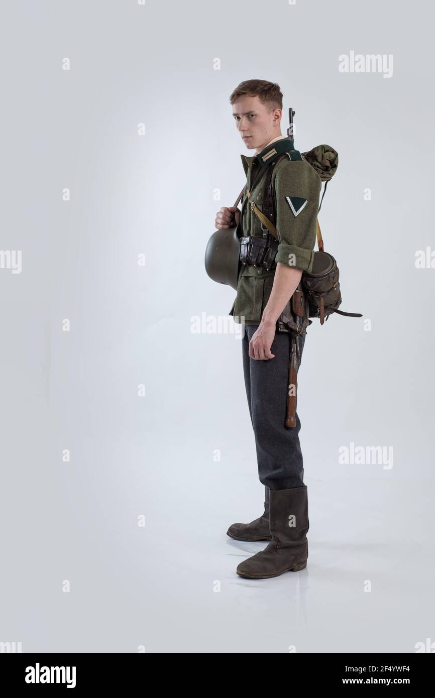 Male actor in the uniform of a German army officer during World War II ...