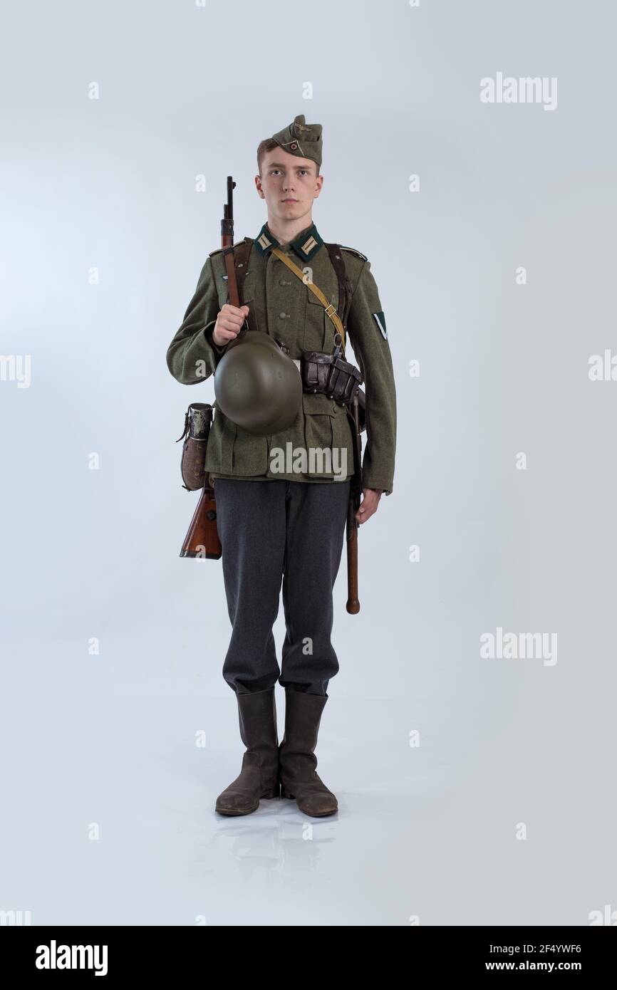 Male actor in the uniform of a German army officer during World War II ...