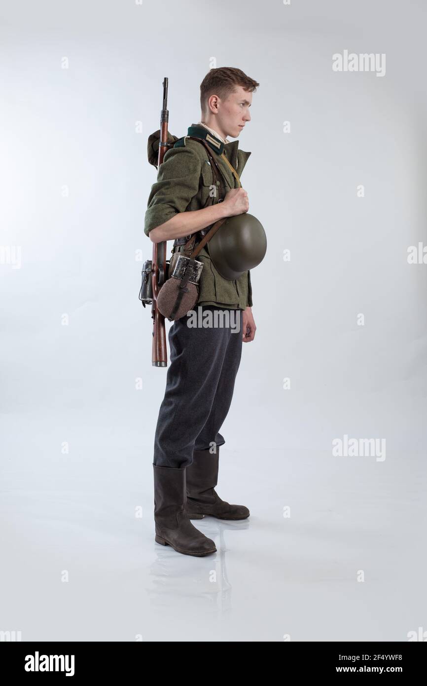 Male actor in the uniform of a German army officer during World War II ...