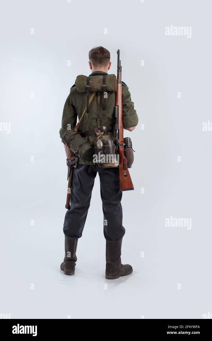 Male actor in the uniform of a German army officer during World War II ...