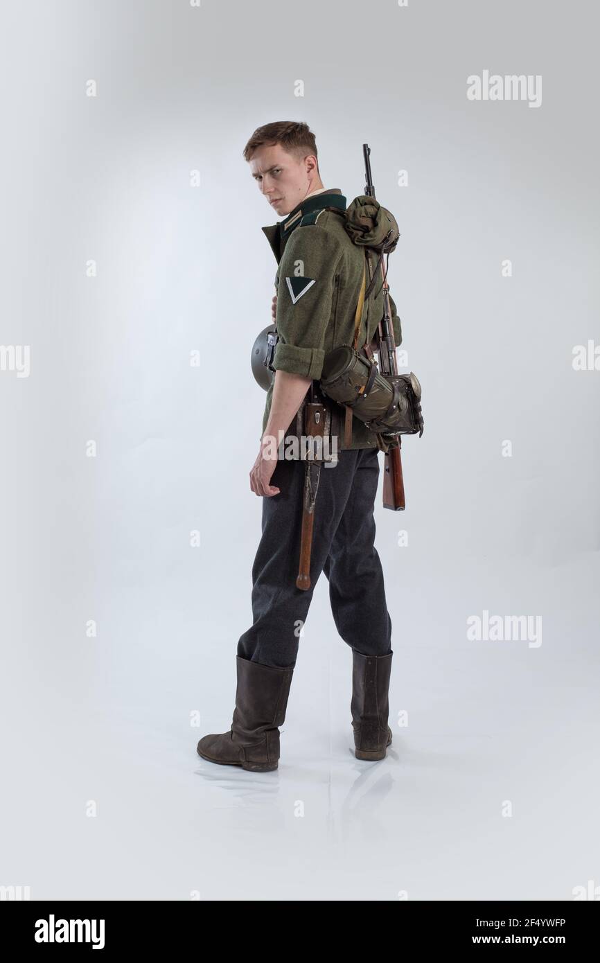 Male actor in the uniform of a German army officer during World War II ...