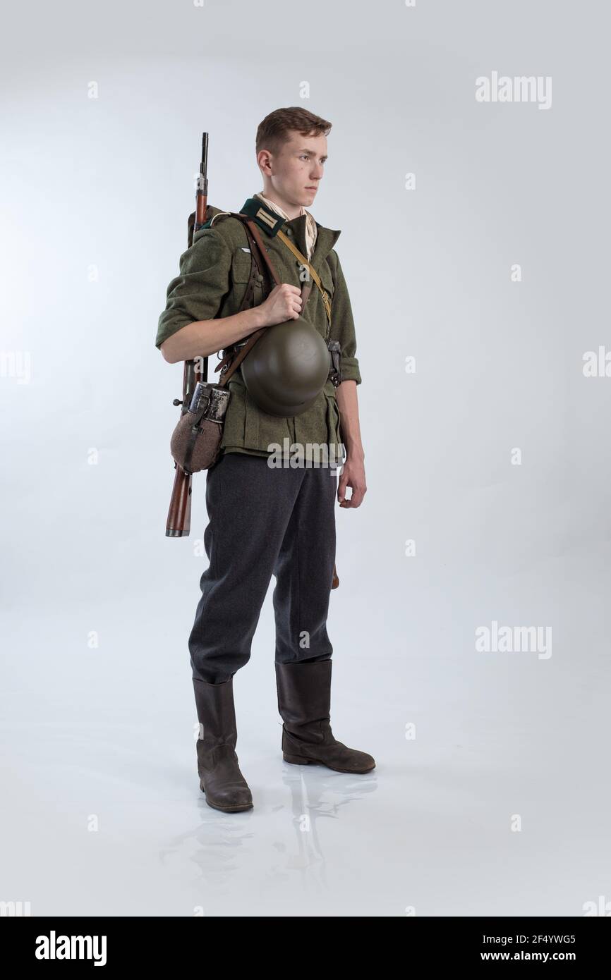 Male actor in the uniform of a German army officer during World War II ...