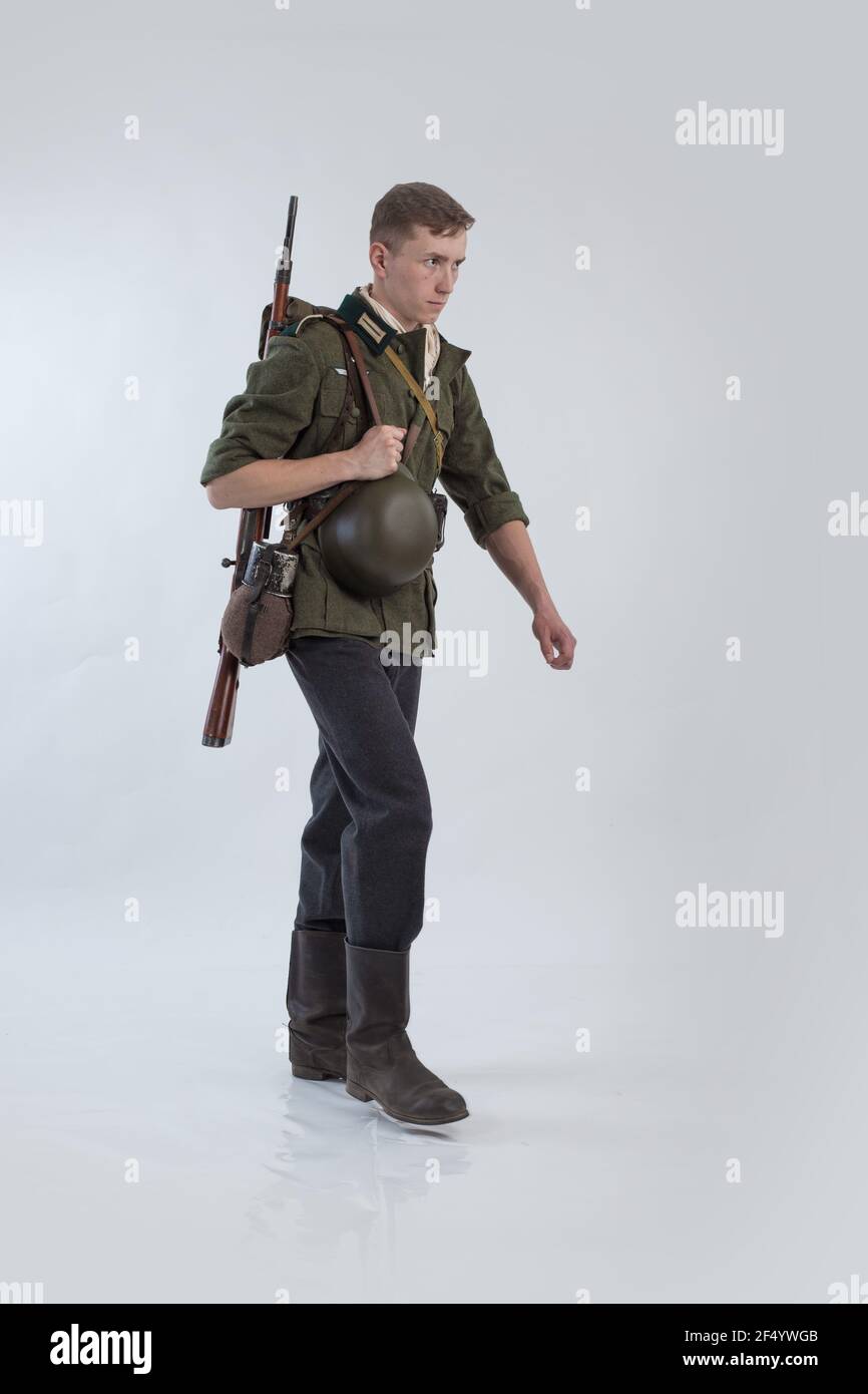 Male actor in the uniform of a German army officer during World War II ...