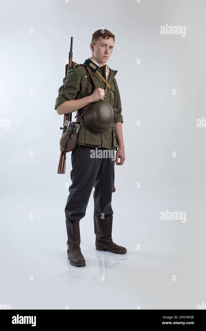 Male actor in the uniform of a German army officer during World War II ...