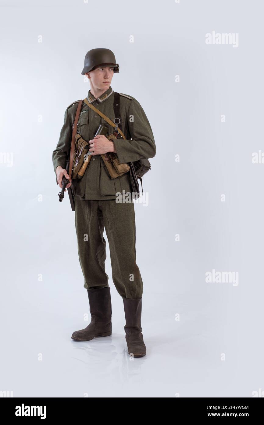 Male actor in the uniform of a German army officer during World War II ...
