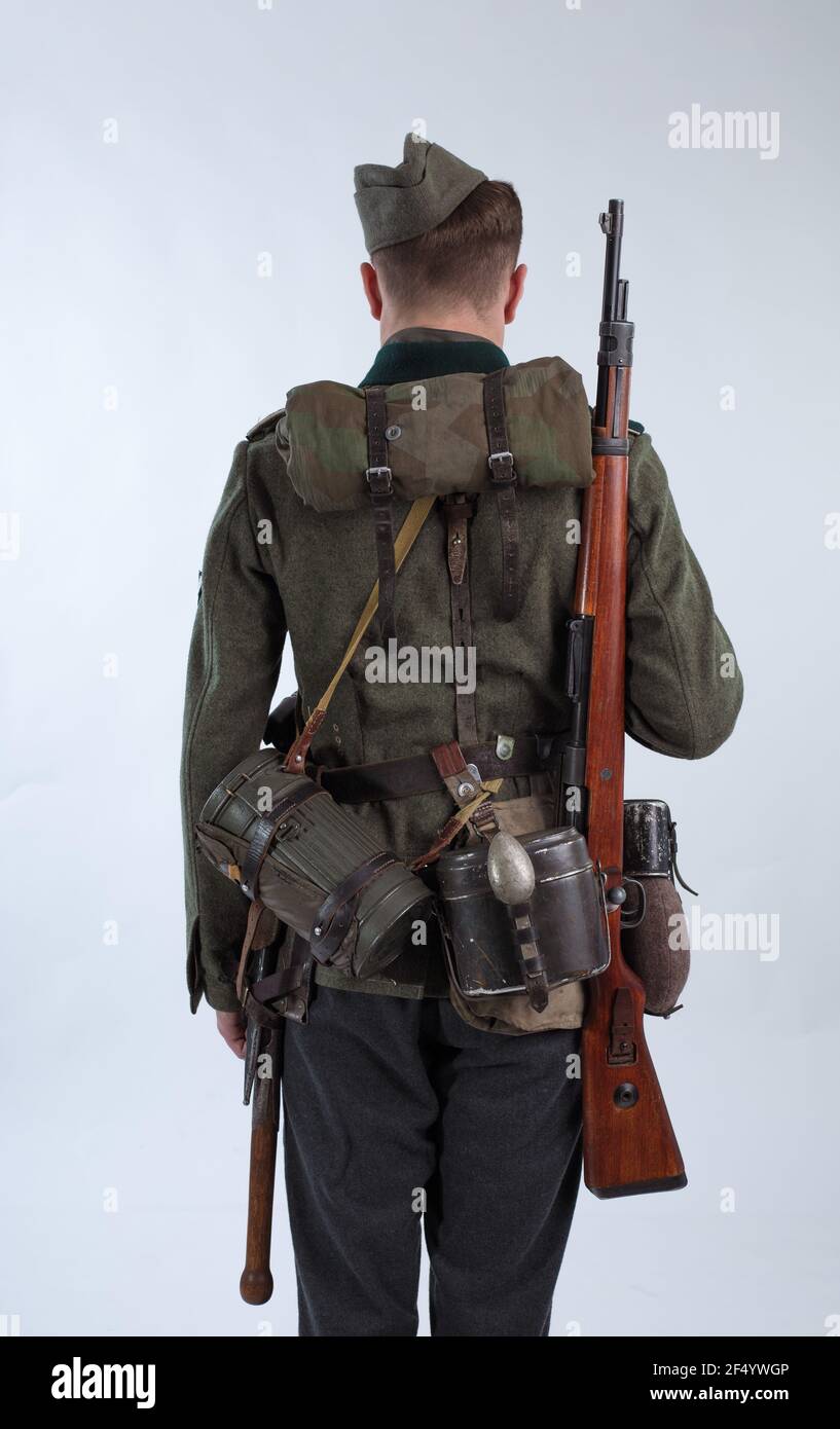 Male actor in the uniform of a German army officer during World War II ...