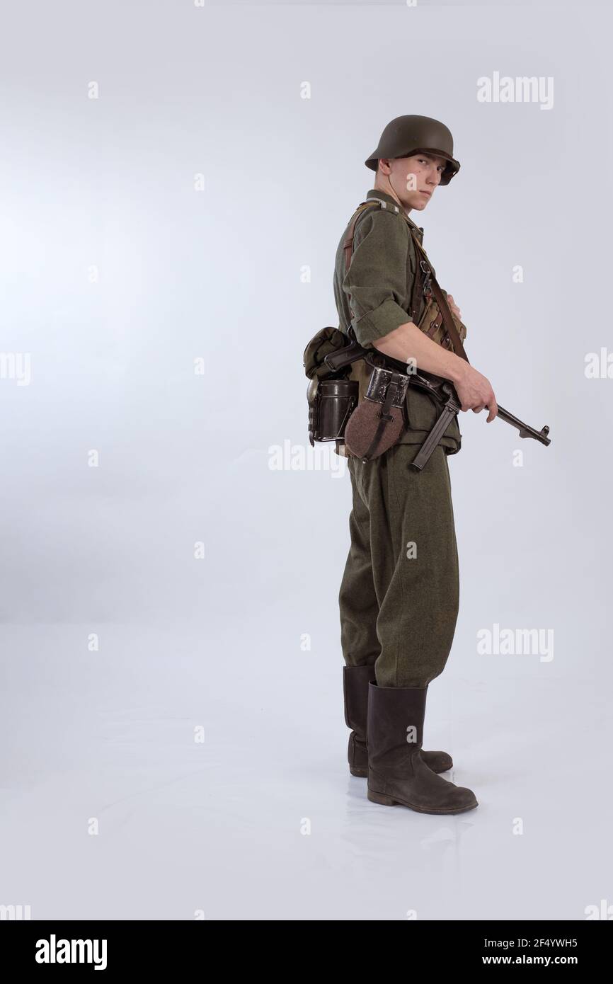 Male actor in the uniform of a German army officer during World War II ...