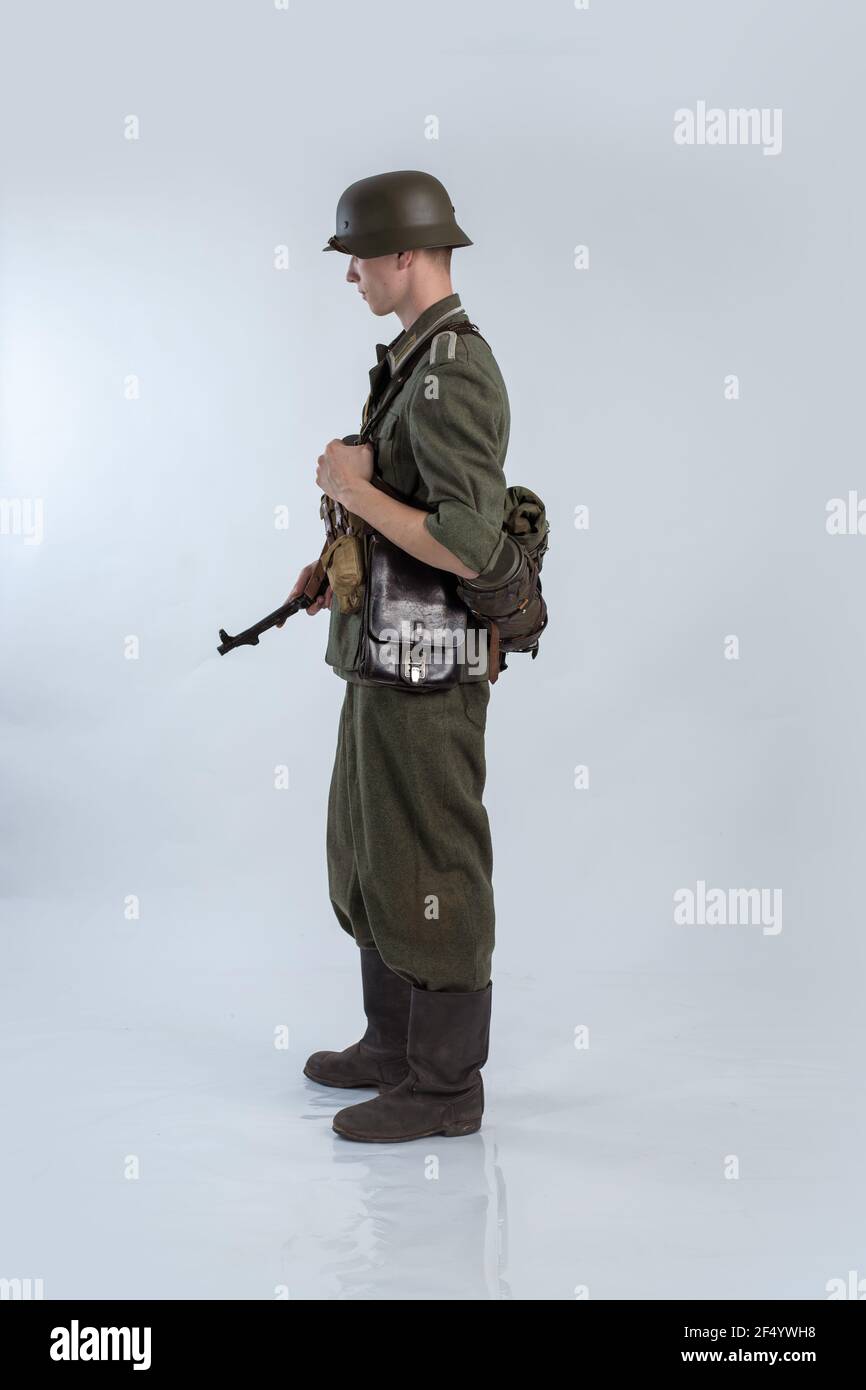 Male actor in the uniform of a German army officer during World War II ...
