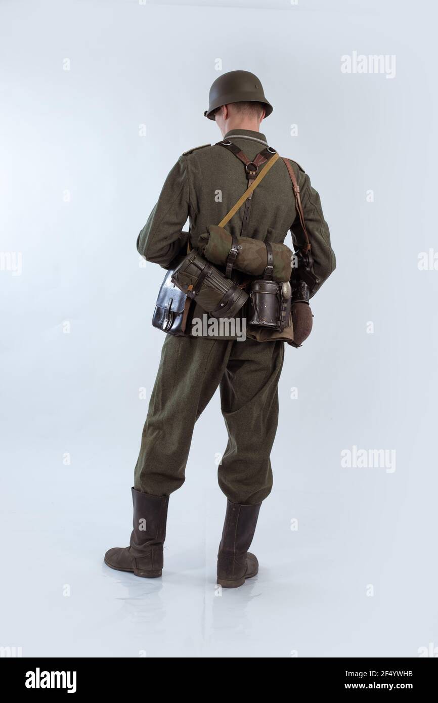 Male actor in the uniform of a German army officer during World War II ...