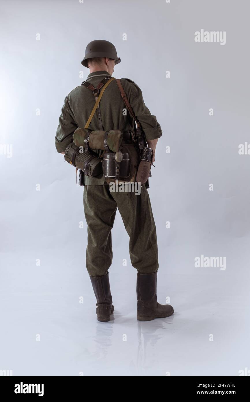 Male actor in the uniform of a German army officer during World War II ...