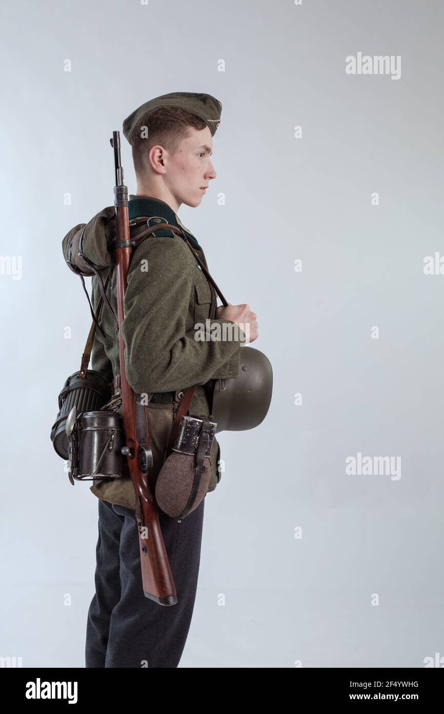 Male actor in the uniform of a German army officer during World War II ...
