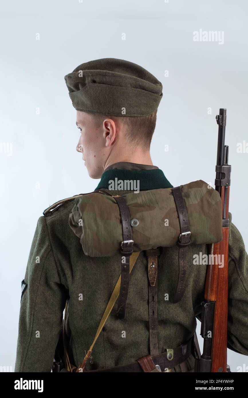 Male actor in the uniform of a German army officer during World War II ...