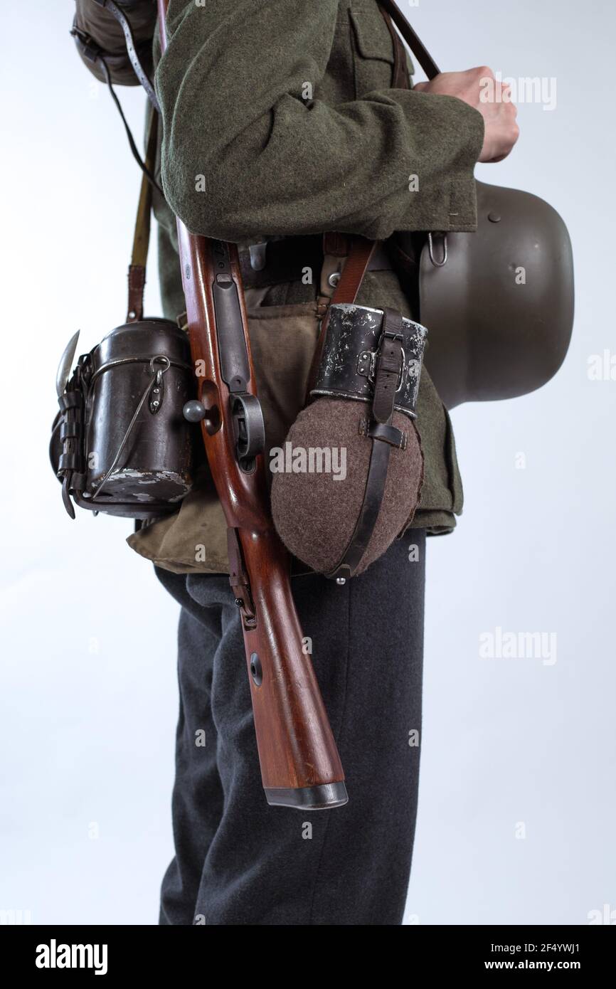 Male actor in the uniform of a German army officer during World War II ...