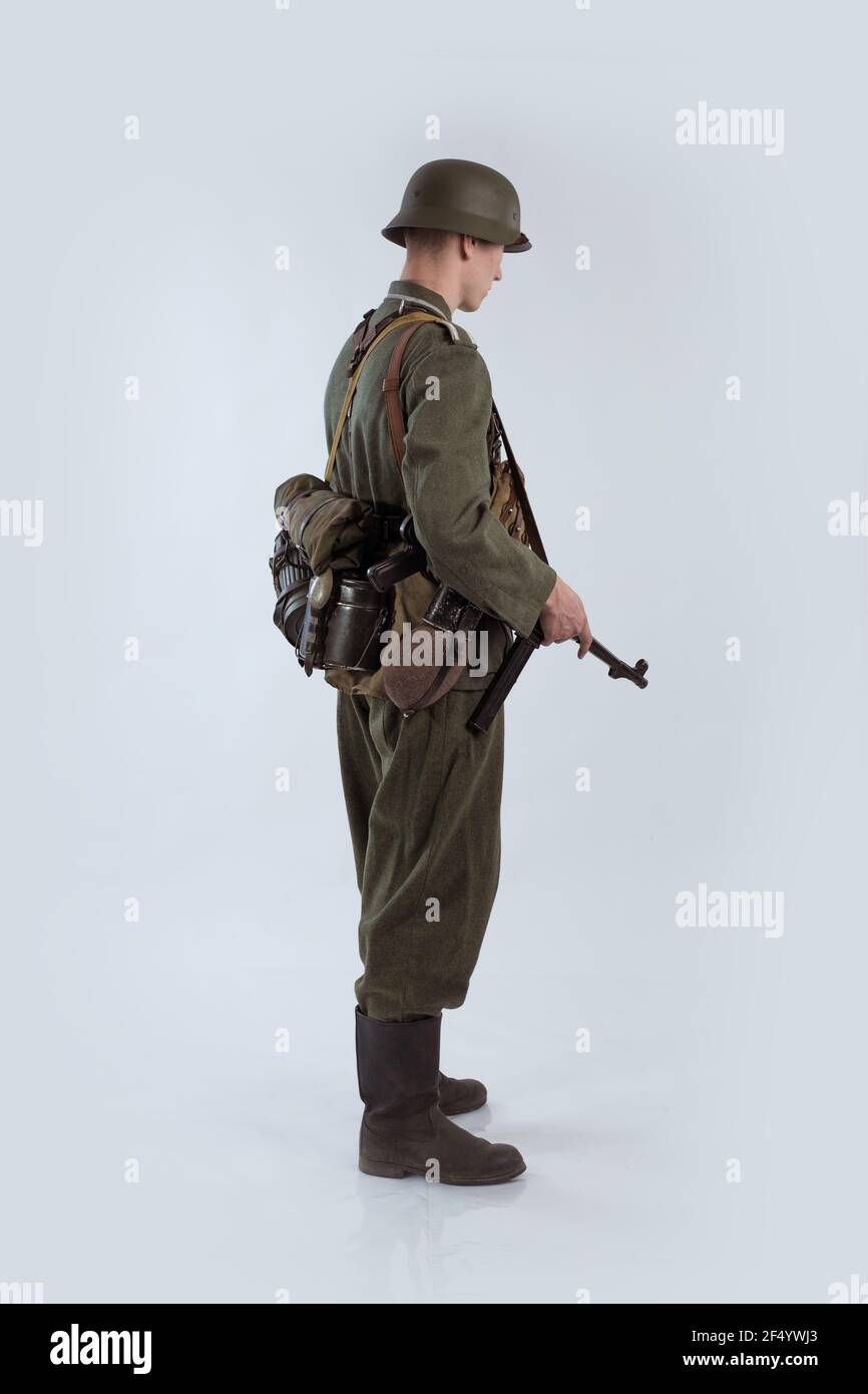 Male actor in the uniform of a German army officer during World War II ...